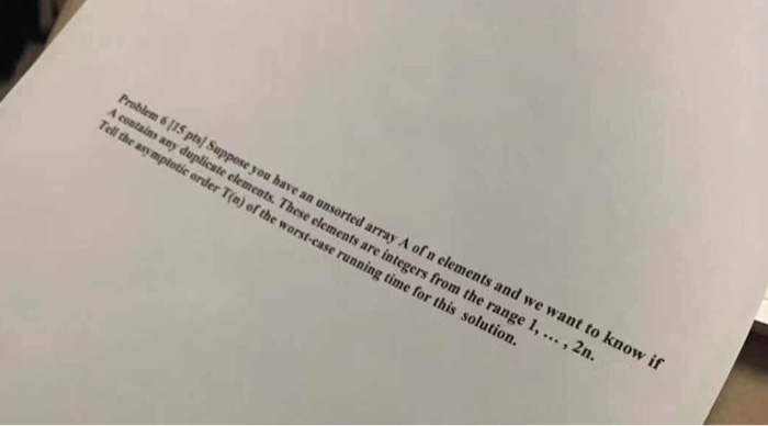 Solved Problem 6 [15 pts) Suppose you have an unsorted array | Chegg.com