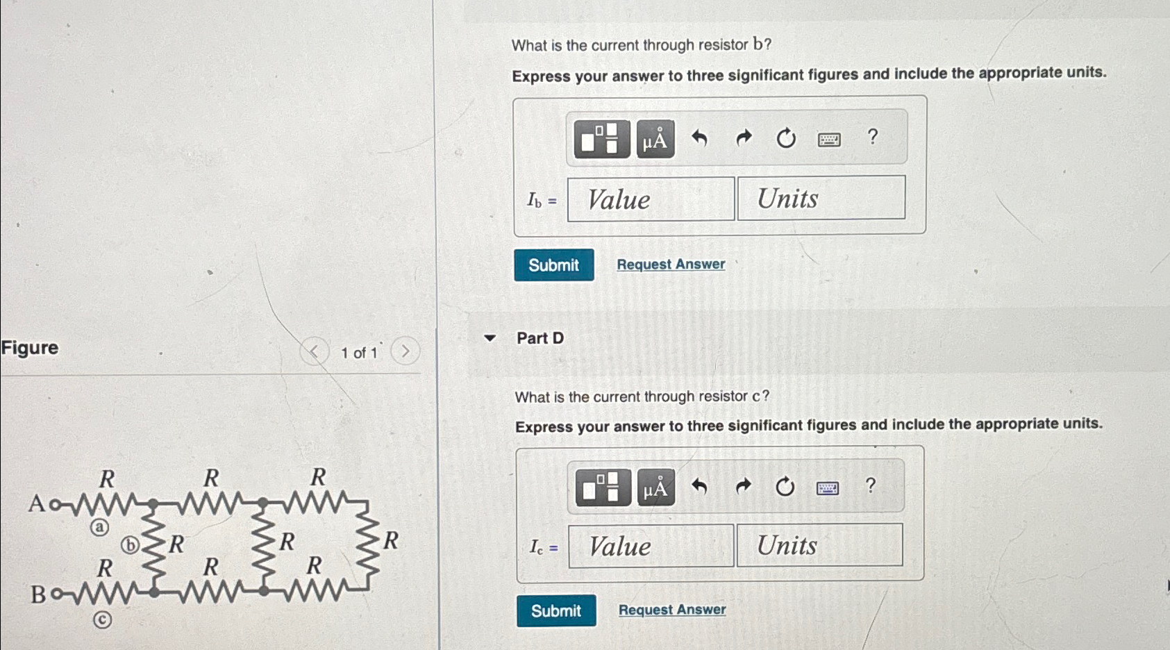 What is the current through resistor b?Express your | Chegg.com