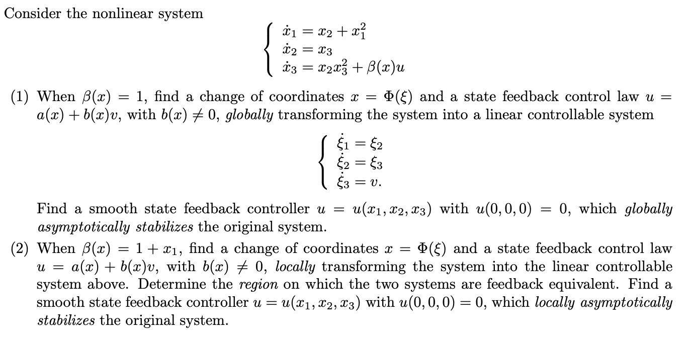 Solved Consider the nonlinear | Chegg.com
