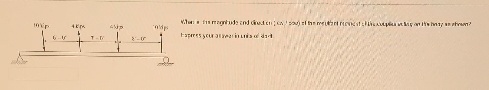 Solved What is the magnitude and direction ( cW/ccw ) of the | Chegg.com