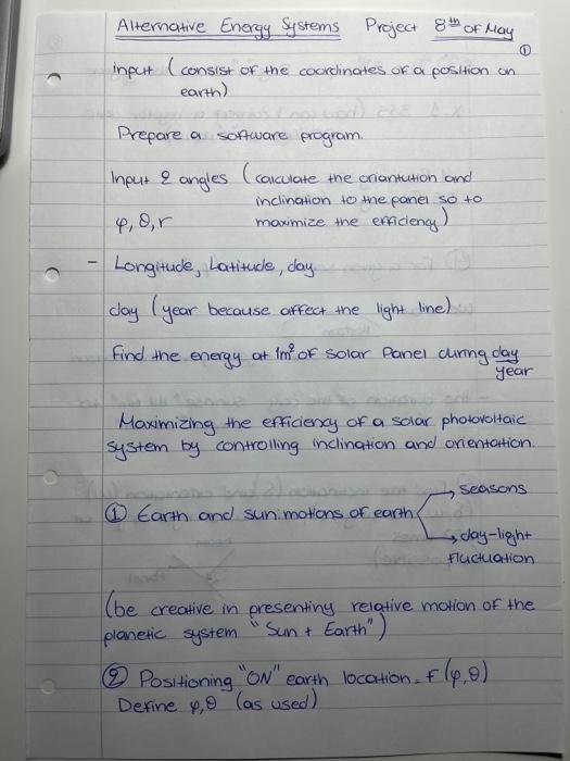 Alternative Energy Systems Project 8th of May (1) | Chegg.com
