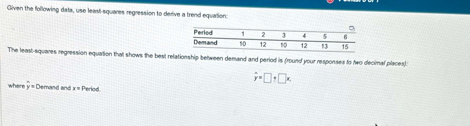 Solved Given the following data, use least-squares | Chegg.com