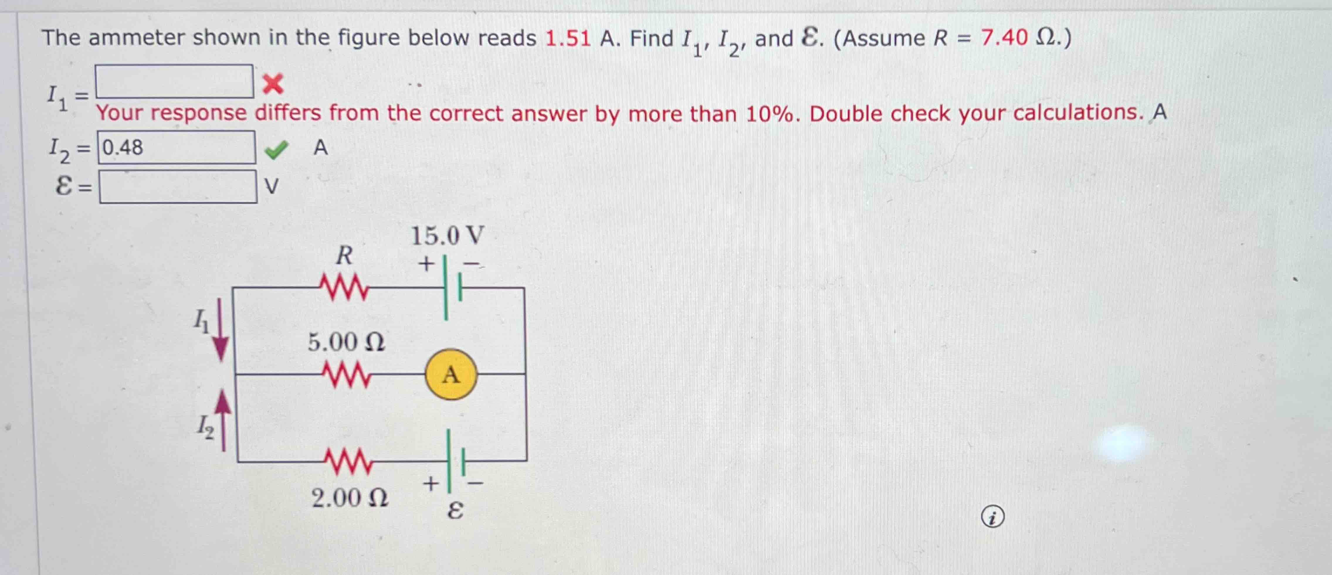 Solved The ammeter shown in the figure below reads 1.51A. | Chegg.com