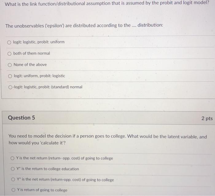 Solved What Is The Link Function Distributional Assumption