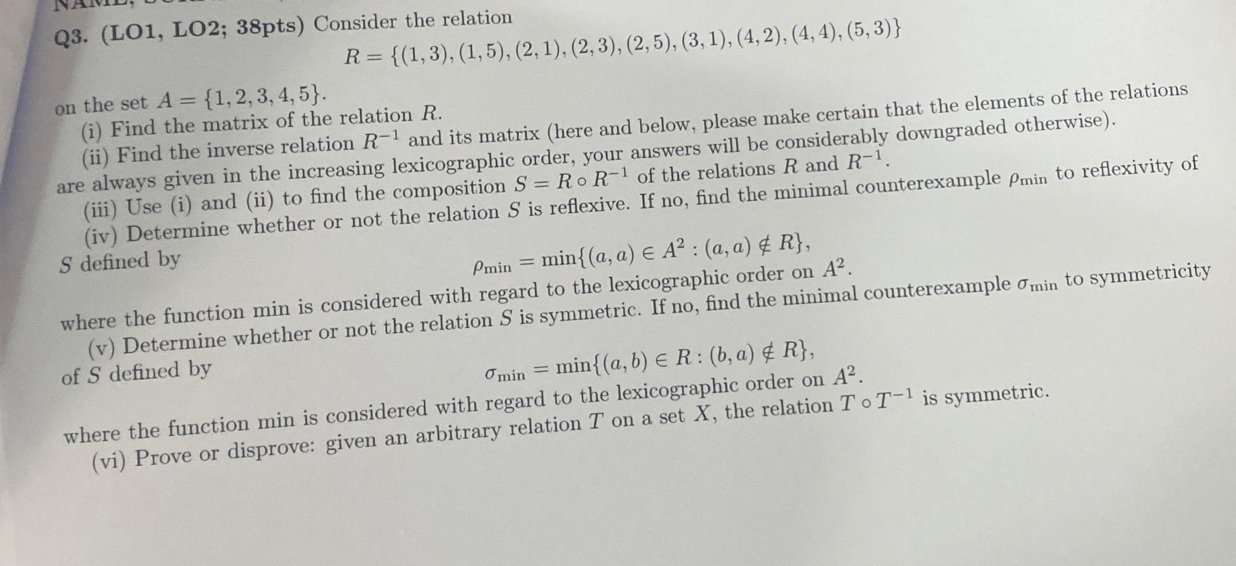 Solved Q3. (LO1, ﻿LO2; 38pts) ﻿Consider the | Chegg.com