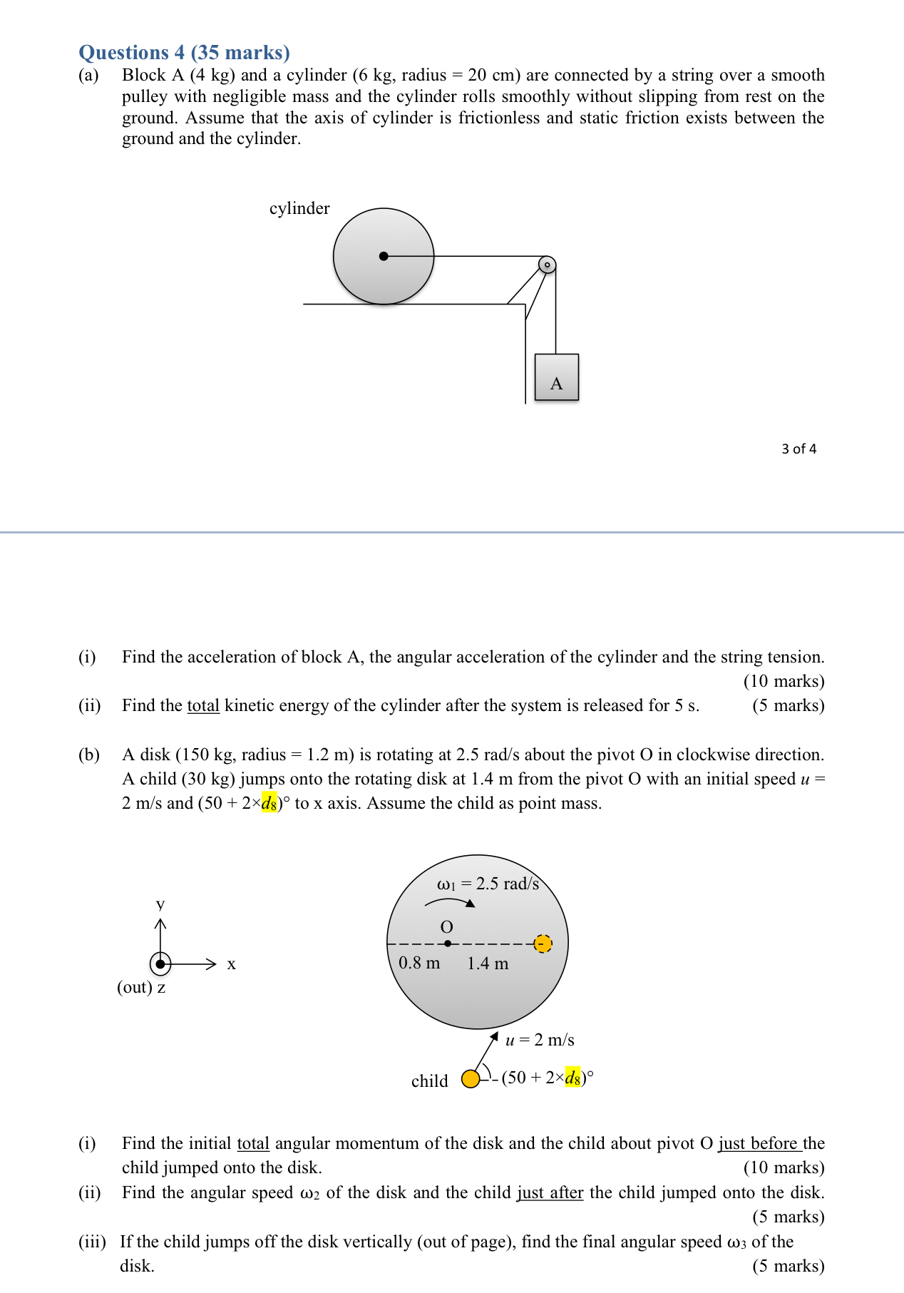 Solved Questions 4 (35 ﻿marks)(a) ﻿Block A (4 ﻿kg) ﻿and a | Chegg.com