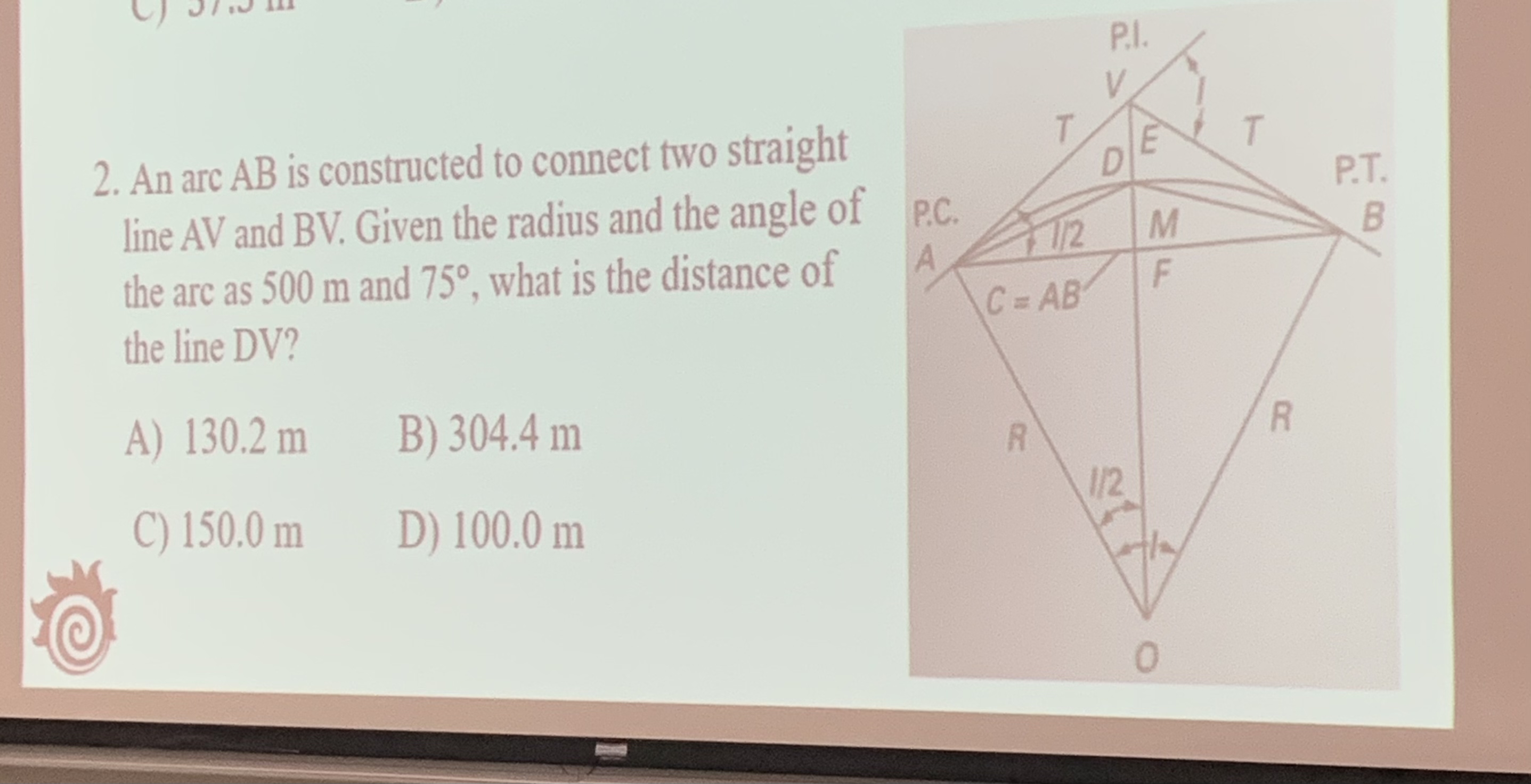 Solved Answer fast An arc AB ﻿is constructed to connect two | Chegg.com