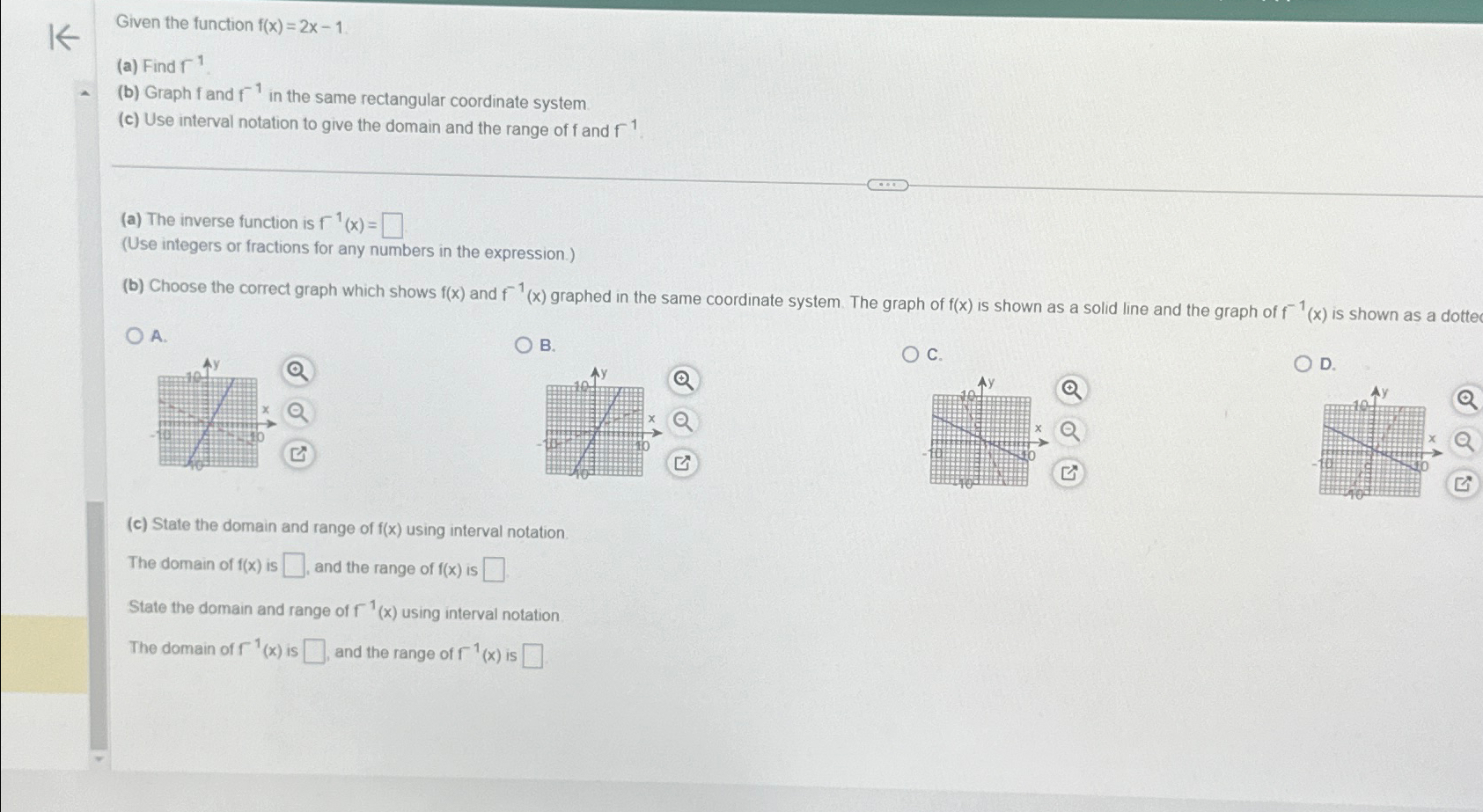 Solved Given the function f(x)=2x-1(a) ﻿Find r1.(b) ﻿Graph f | Chegg.com