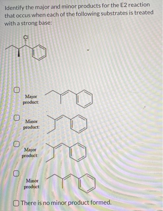 Solved Identify the major and minor products for the E2 | Chegg.com