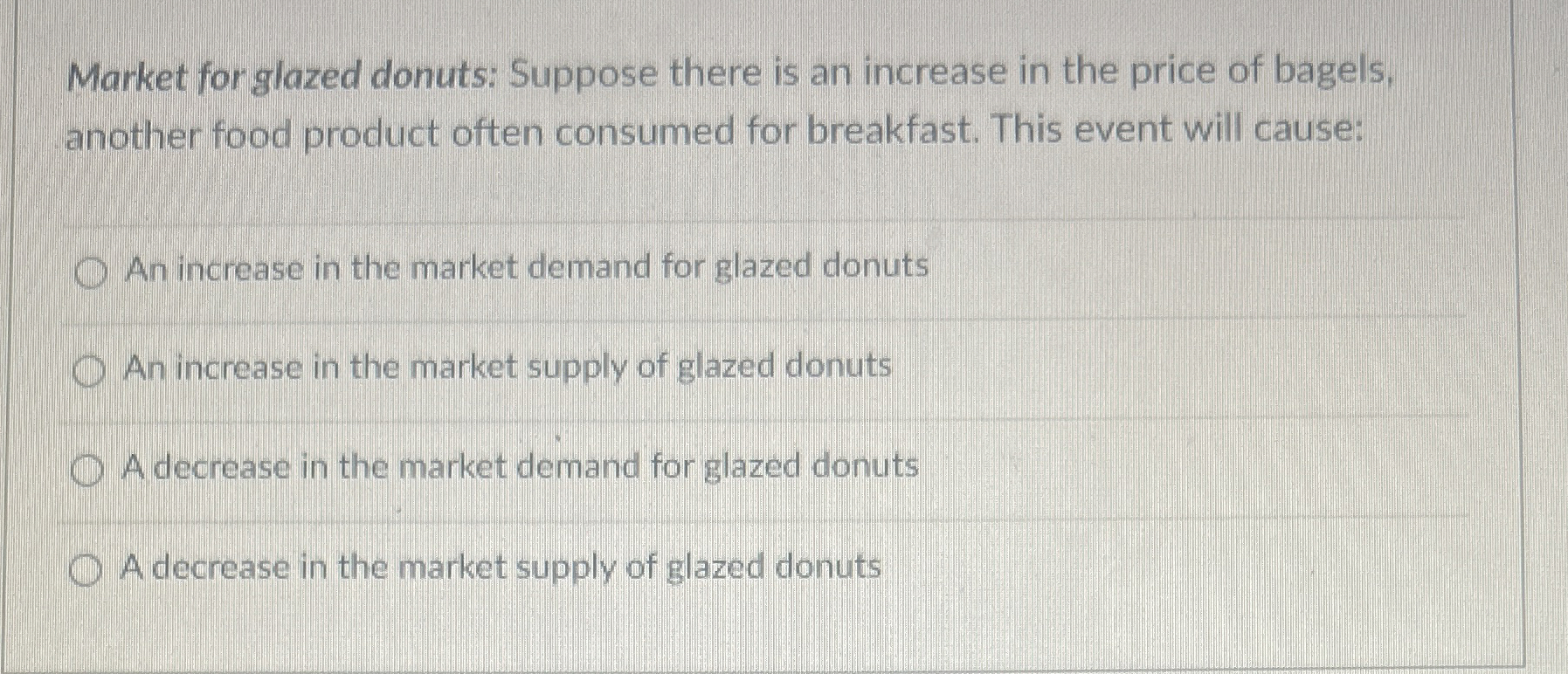 Solved Market forglazed donuts: Suppose there is an increase | Chegg.com