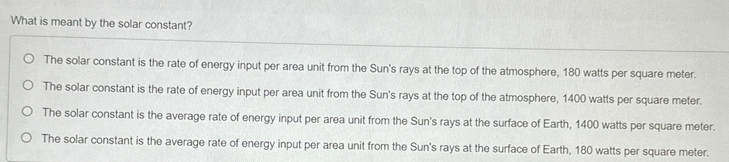 Solved What is meant by the solar constant?The solar | Chegg.com