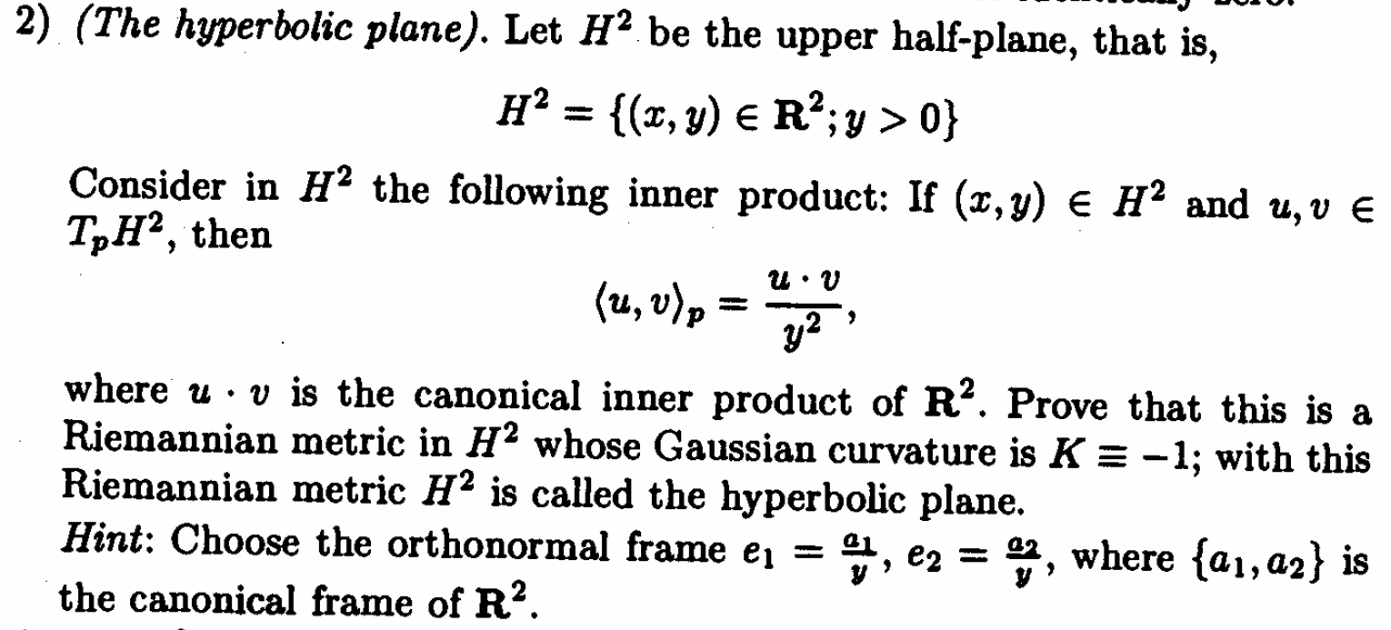 Solved (The hyperbolic plane). ﻿Let H2 ﻿be the upper | Chegg.com