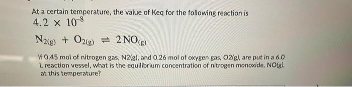 Solved At a certain temperature, the value of keq for the | Chegg.com