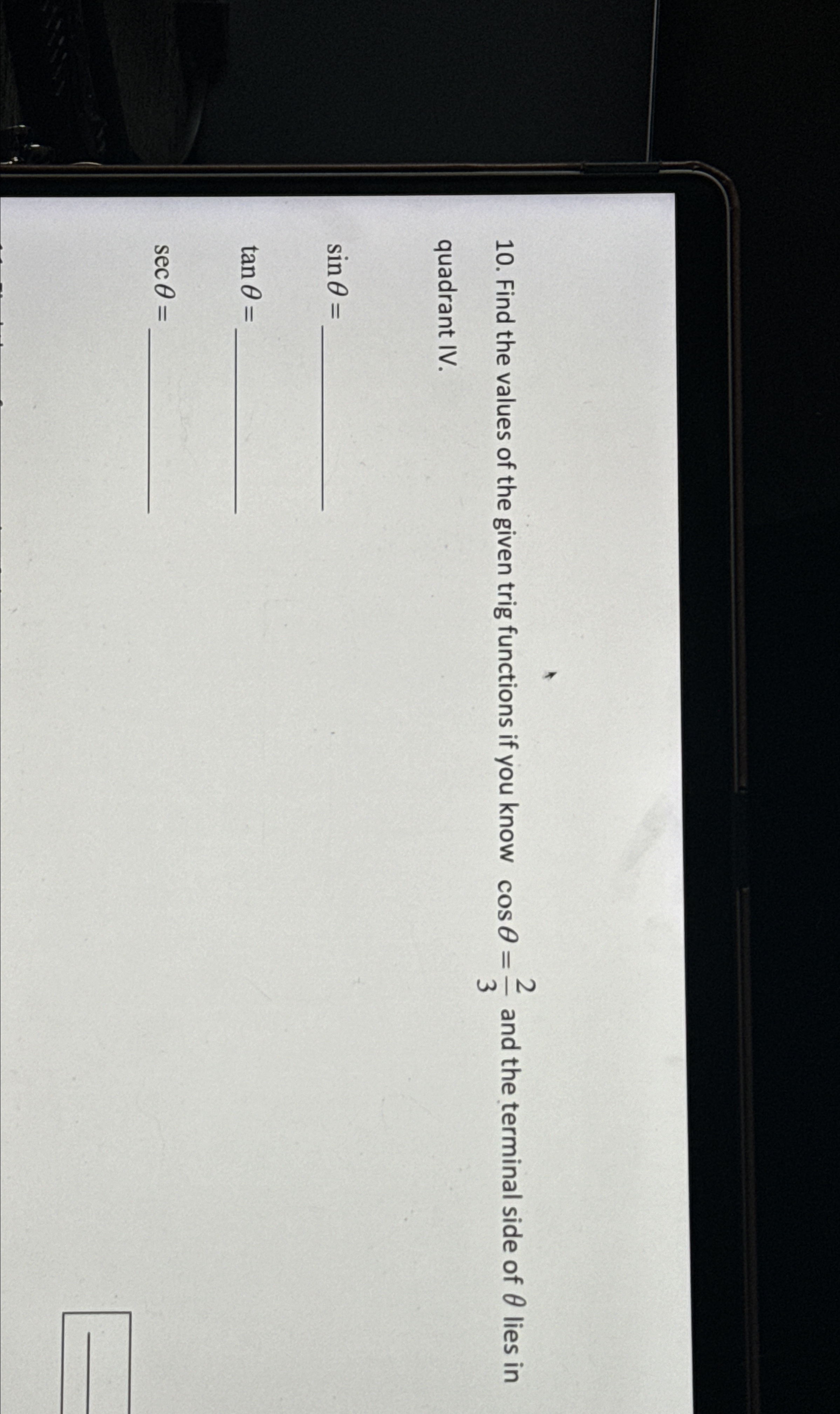 Solved Find the values of the given trig functions if you | Chegg.com