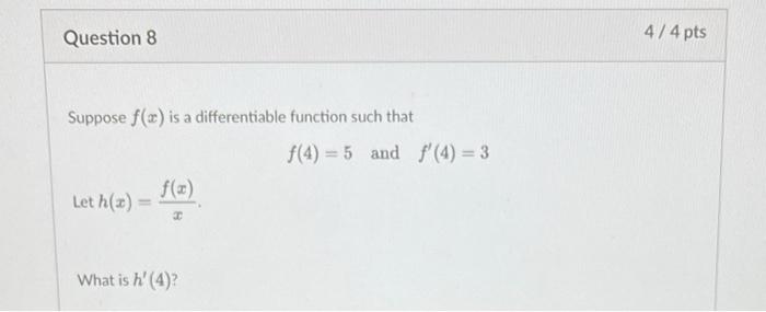 Solved Suppose f(x) is a differentiable function such that | Chegg.com