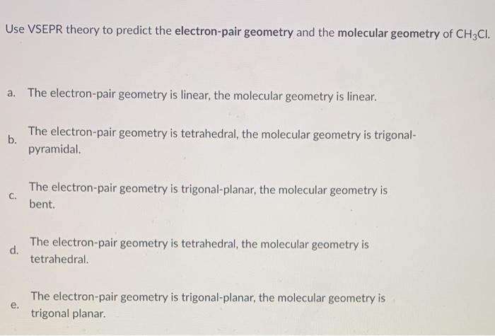 Solved Use VSEPR theory to predict the electron-pair | Chegg.com