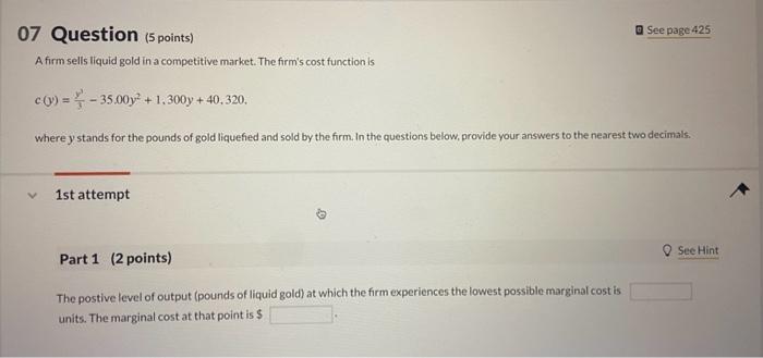 Solved 07 Question (5 points) See page 425 A firm sells | Chegg.com