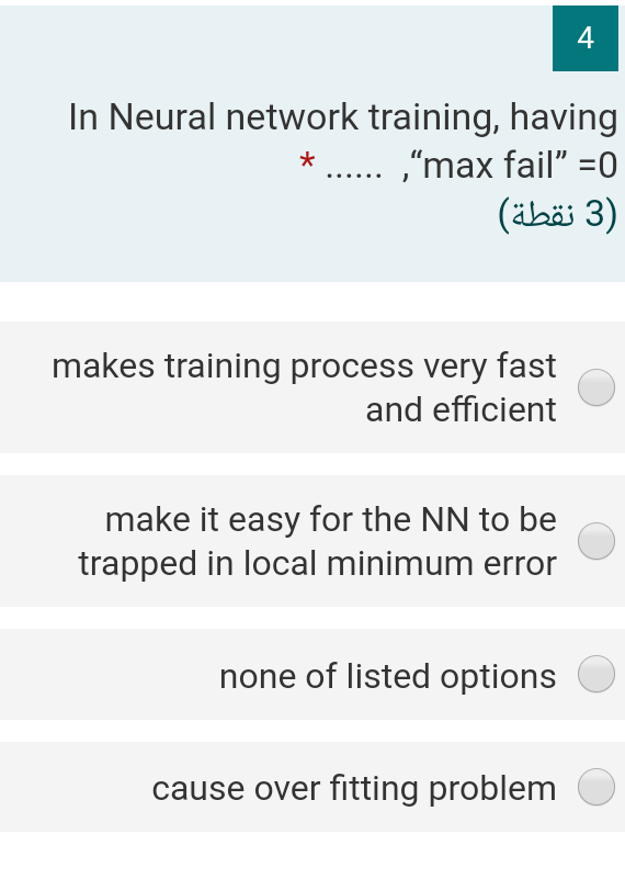 Solved 4 In Neural Network Training Having Max Fail” 0