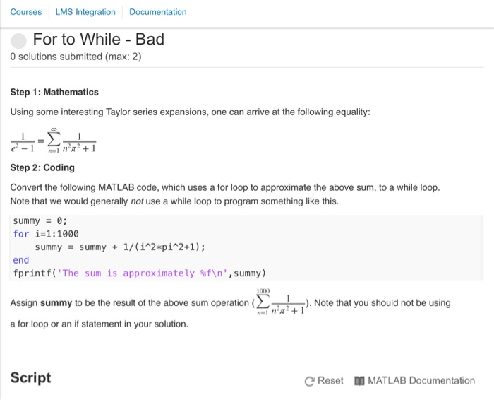 Solved Courses LMS Integration Documentation For to While - | Chegg.com