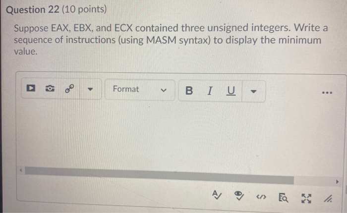 Solved Question 22 (10 points) Suppose EAX, EBX, and ECX | Chegg.com
