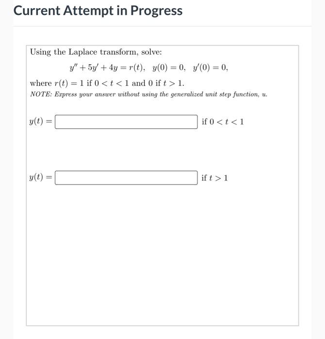 Solved Current Attempt in Progress Using the Laplace | Chegg.com