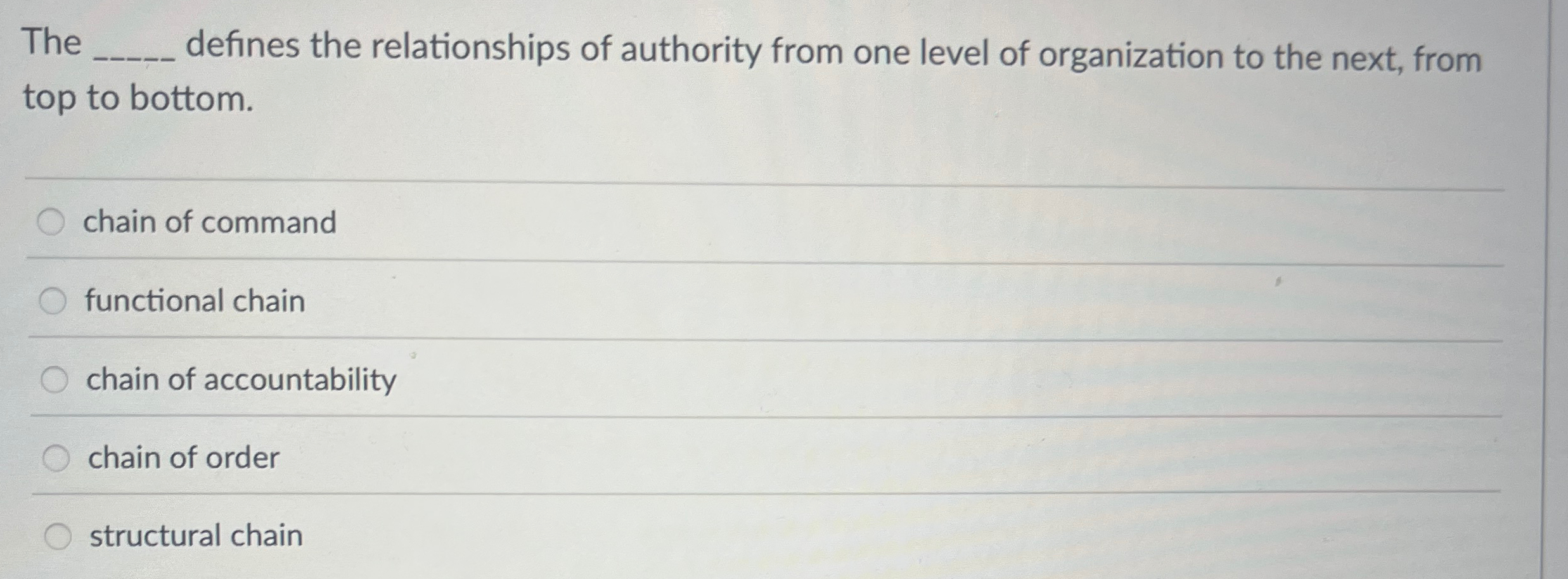 Solved The q, ﻿defines the relationships of authority from | Chegg.com