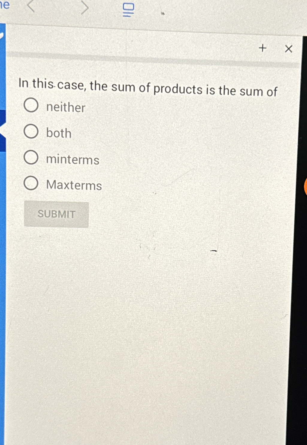 Solved In this case, the sum of products is the sum | Chegg.com