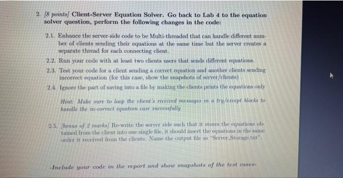 Solved 2. I8 points] Client-Server Equation Solver. Go back | Chegg.com