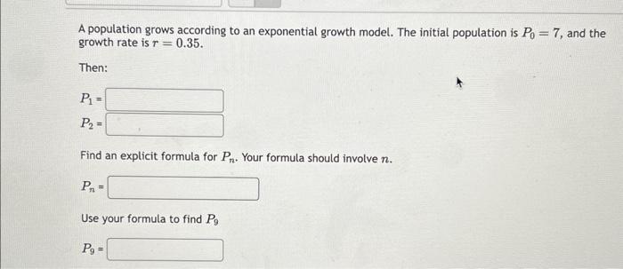 Solved A population grows according to an exponential growth | Chegg.com