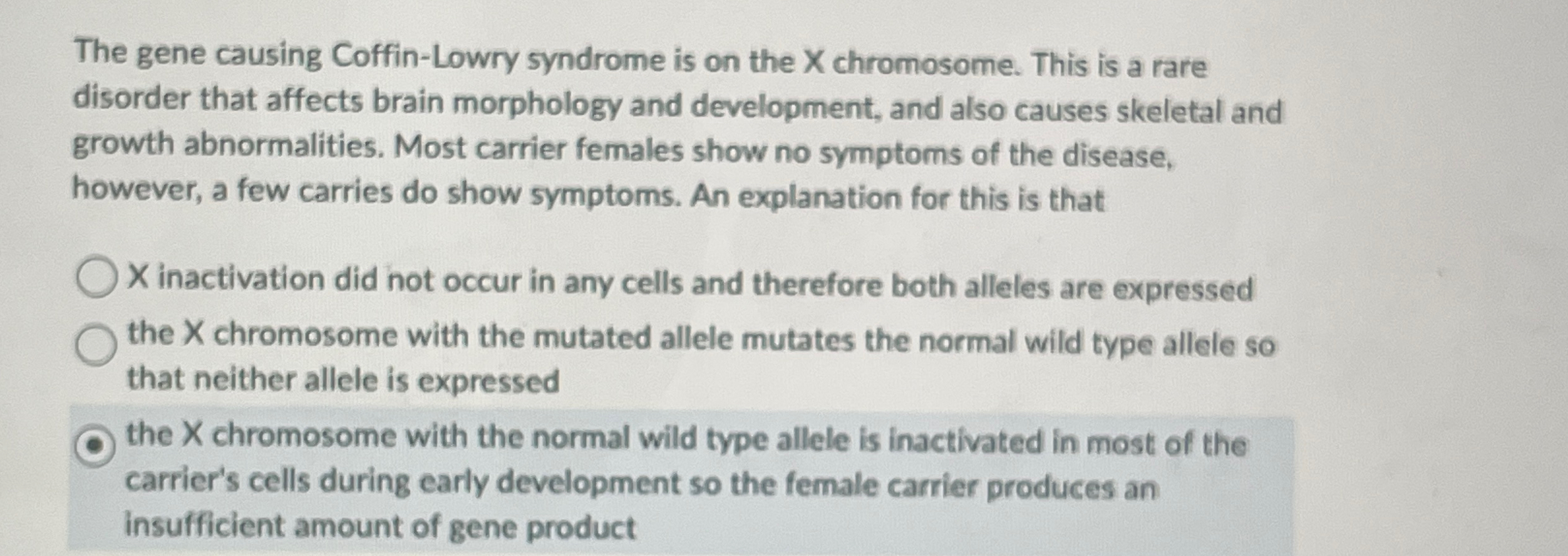 Solved The gene causing Coffin-Lowry syndrome is on the x | Chegg.com