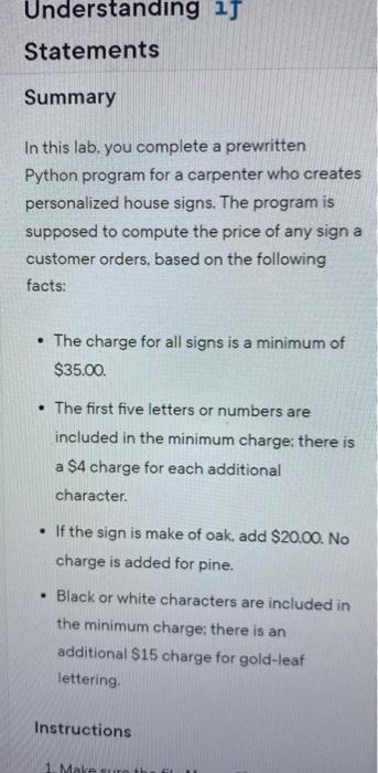 Solved Understanding 1J Statements Summary In this lab. you | Chegg.com