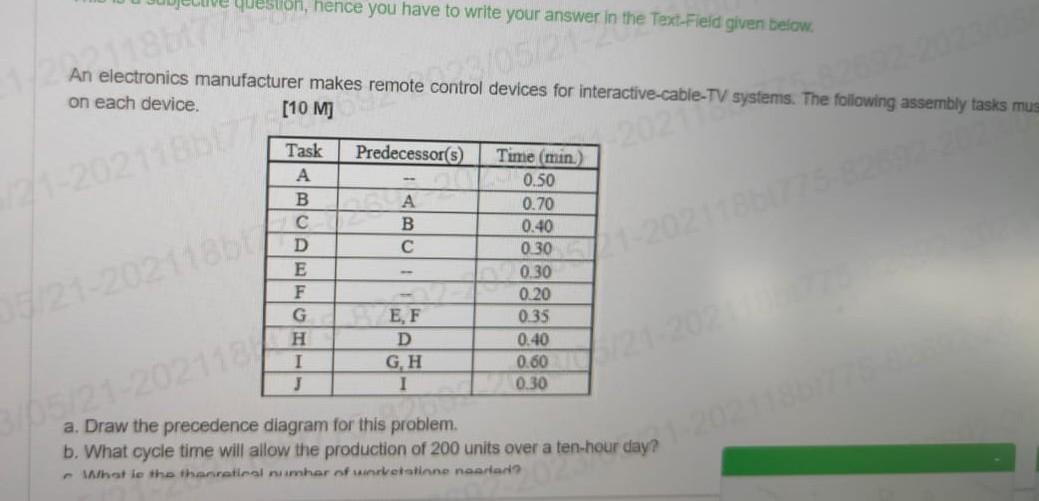 Solved An electronics manufacturer makes remote control | Chegg.com Solved An electronics manufacturer makes remote control | Chegg.com