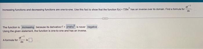 Solved Increasing functions and decreasing functions are | Chegg.com