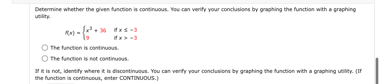 Solved Determine whether the given function is continuous. | Chegg.com