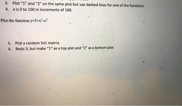 Solved 3. Plot "1" and "2" on the same plot but use dashed | Chegg.com