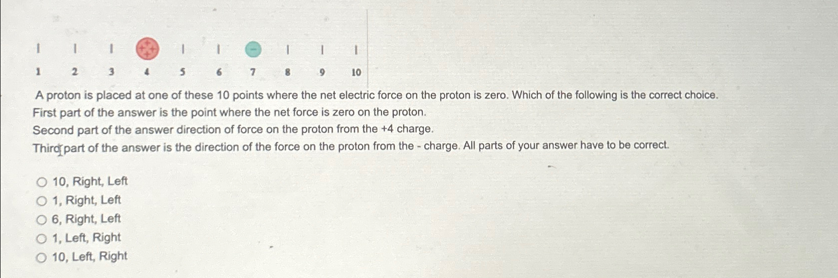 Solved A proton is placed at one of these 10 ﻿points where | Chegg.com