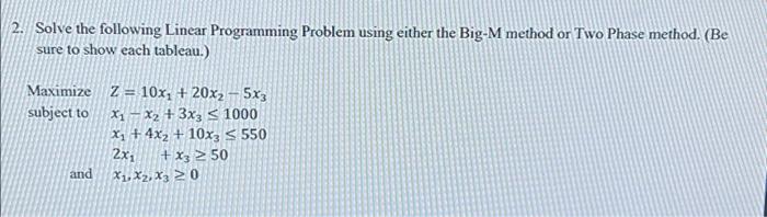 Solved 2. Solve the following Linear Programming Problem | Chegg.com