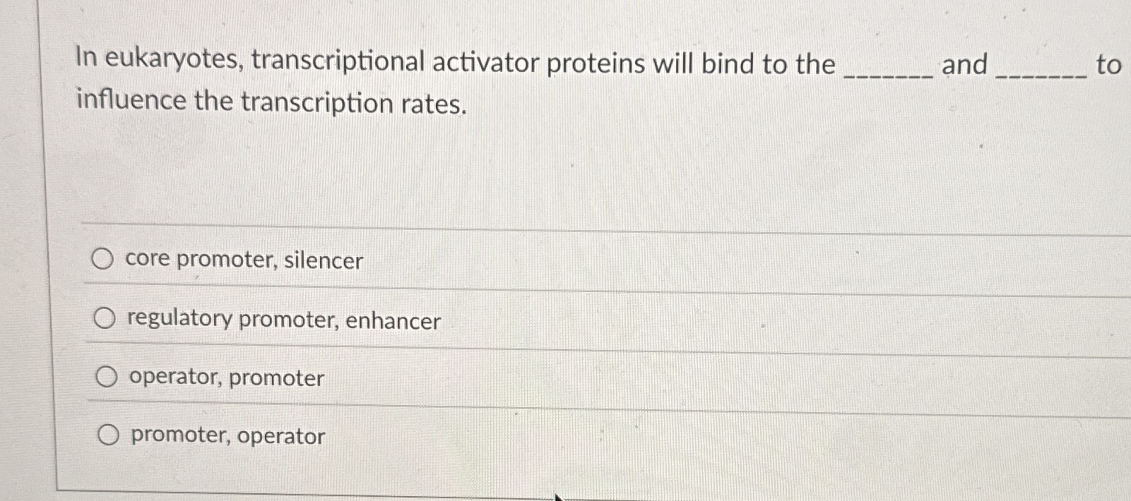 Solved In eukaryotes, transcriptional activator proteins | Chegg.com