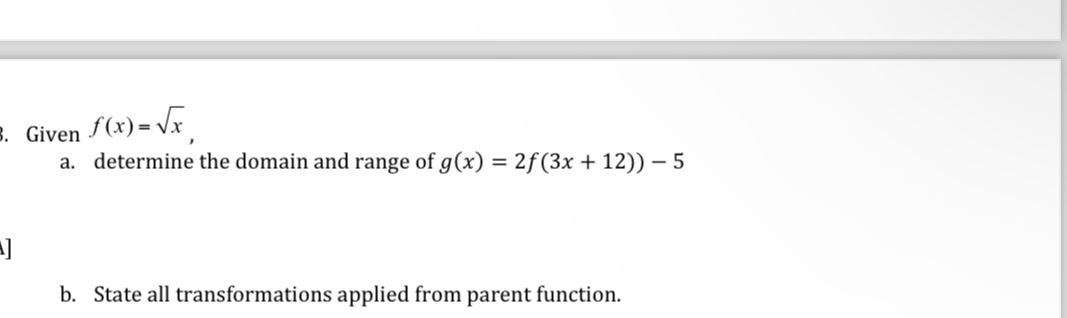 Given f(x)=x2,a. ﻿determine the domain and range of | Chegg.com