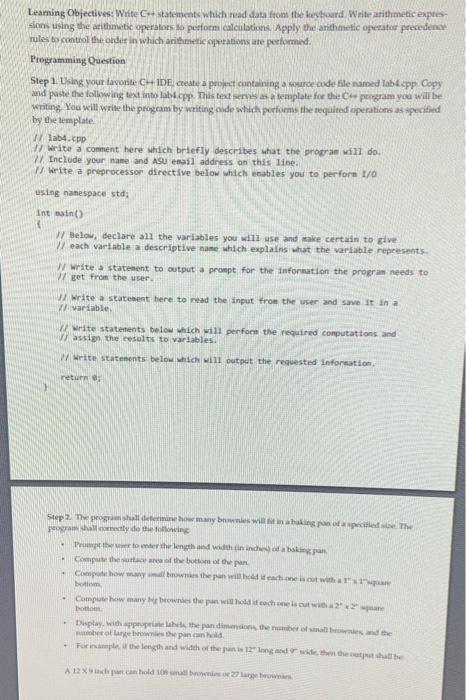 Solved Leaming Objectives: Write Cor statements whikh zead | Chegg.com