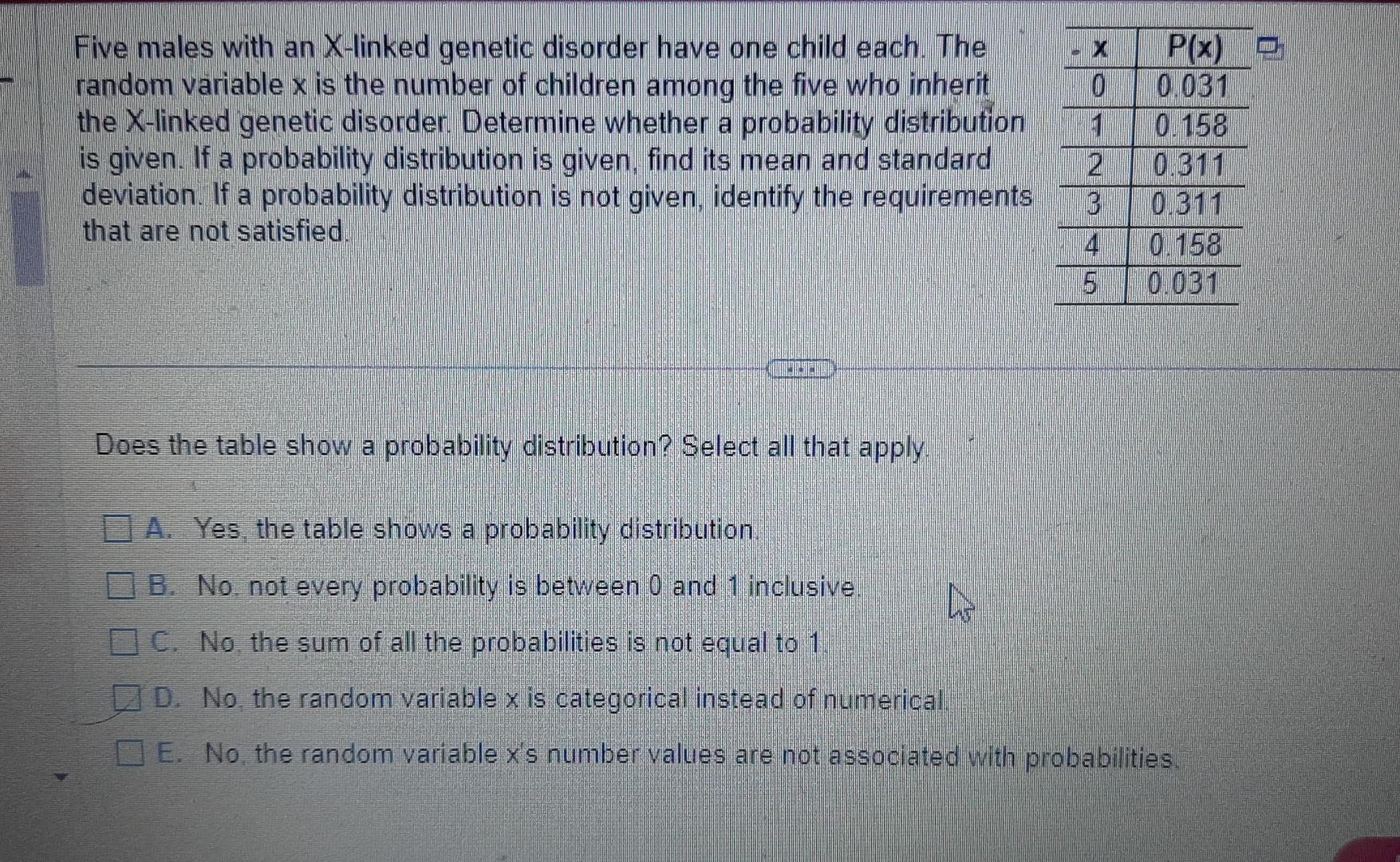Solved Five males with an X-linked genetic disorder have one | Chegg.com