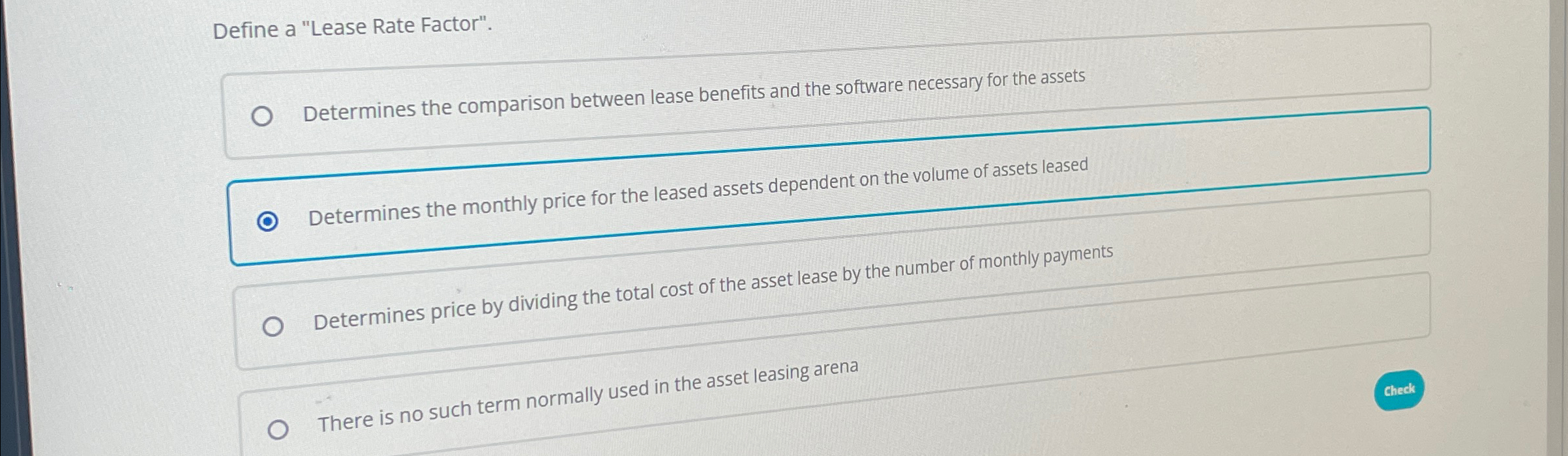 Solved Define a "Lease Rate Factor".Determines the | Chegg.com