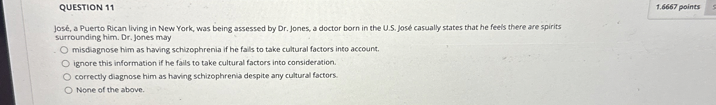 Solved QUESTION 11José, ﻿a Puerto Rican living in New York, | Chegg.com