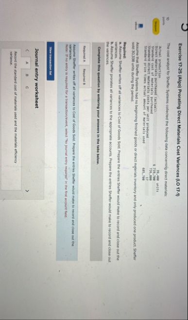 Solved Exercise 17-25 (Algo) ﻿Prorating Direct Materials | Chegg.com