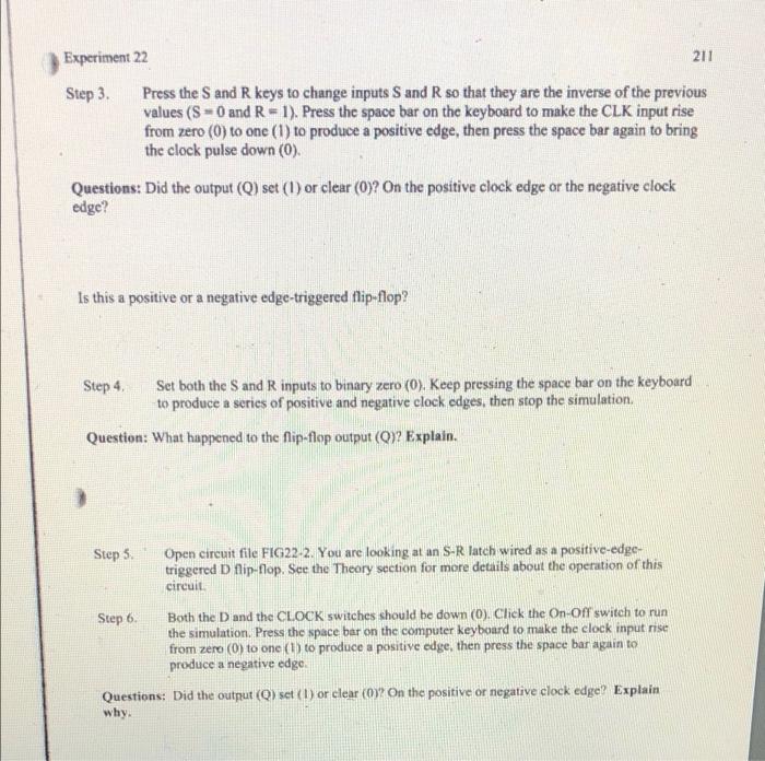 EXPERIMENT 22. Edge-Triggered Flip-Flops Objectives: | Chegg.com