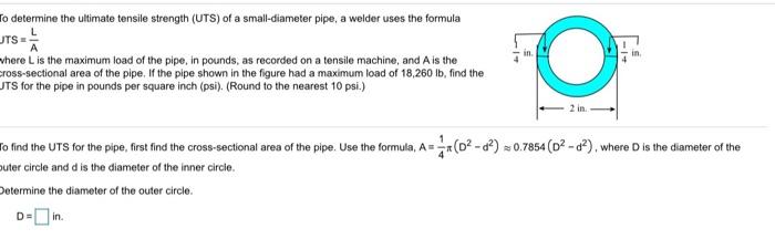 Solved to determine the ultimate tensile strength (UTS) of a | Chegg.com