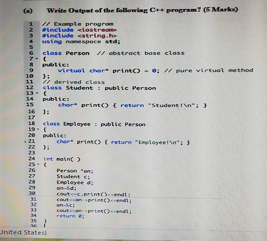 Solved Write Output Of The Following C Progra 5 Marks 1