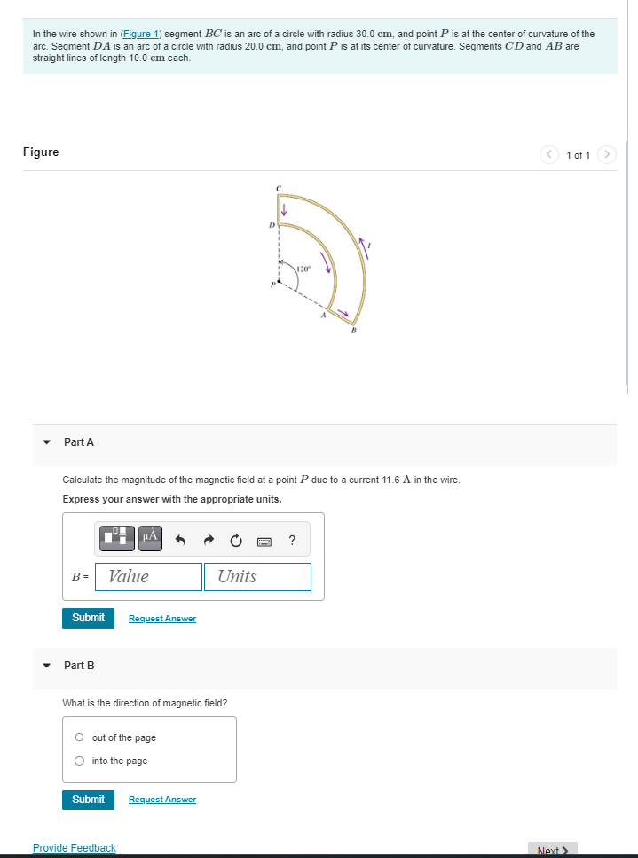 Solved In the wire shown in (Figure 1) ﻿segment BC ﻿is an | Chegg.com
