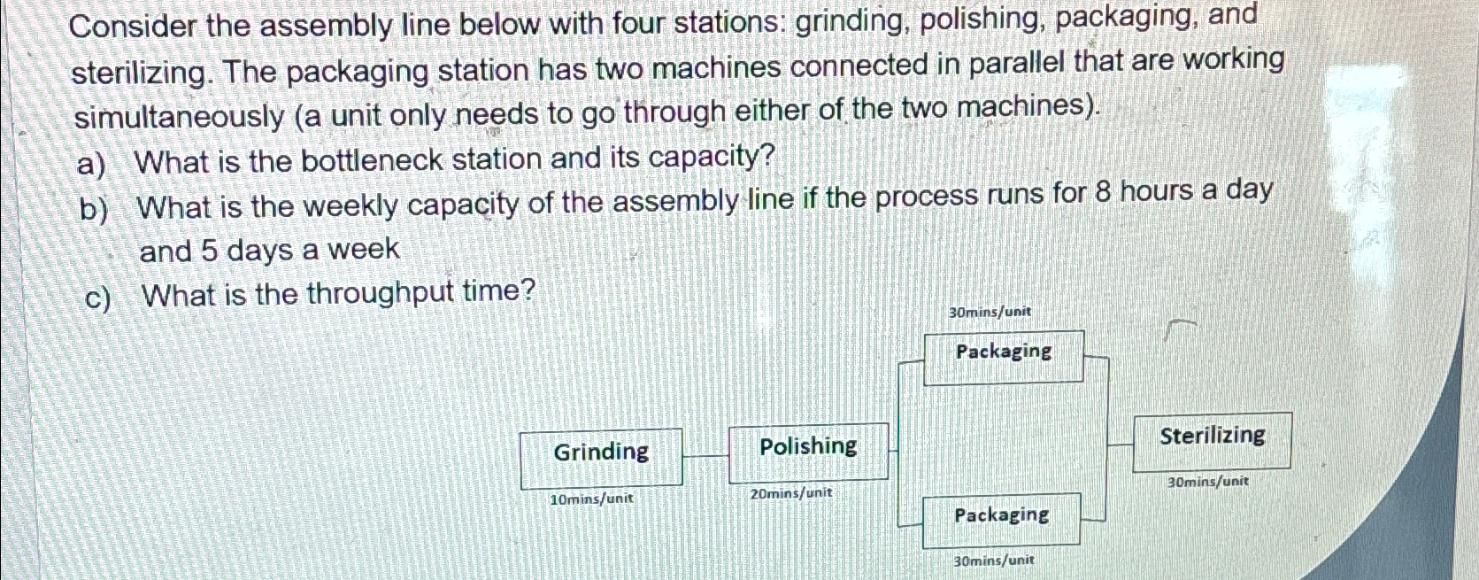 Consider the assembly line below with four stations: | Chegg.com