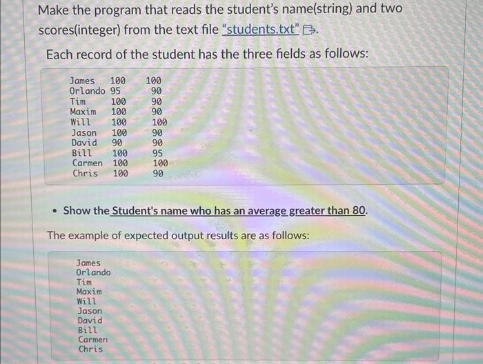 Solved Make the program that reads the student's | Chegg.com